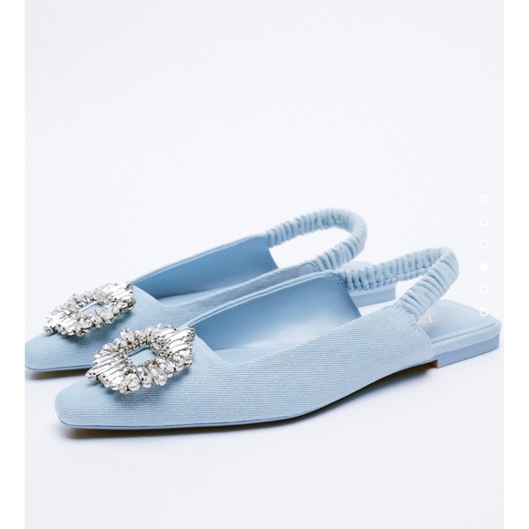 Zara | Shoes | Zara Shimmery Denim Slingback Shoes | Poshmark
